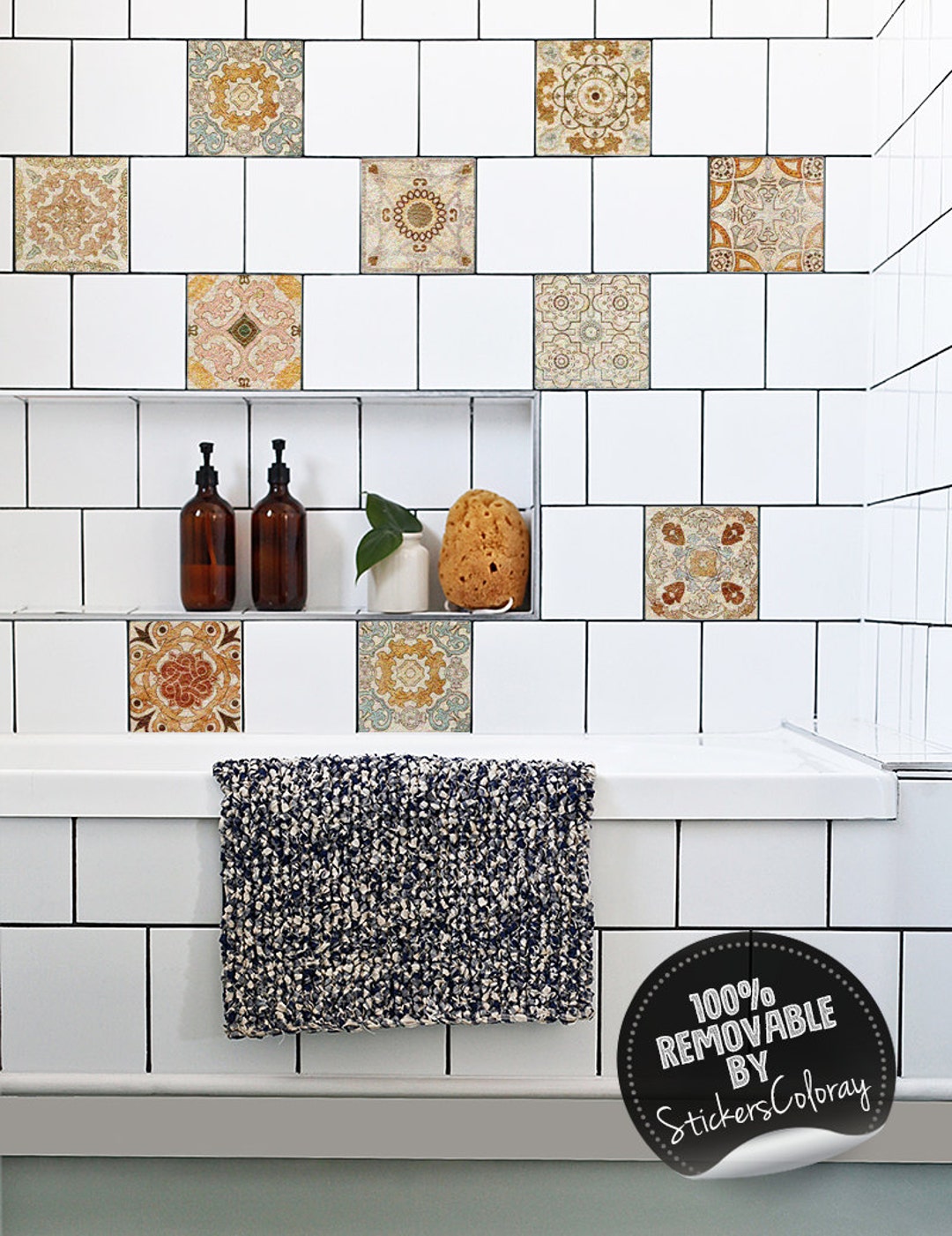 Spanish Tile Stickers, PACK OF 24, Old Wall Style, Removable, Talavera ...