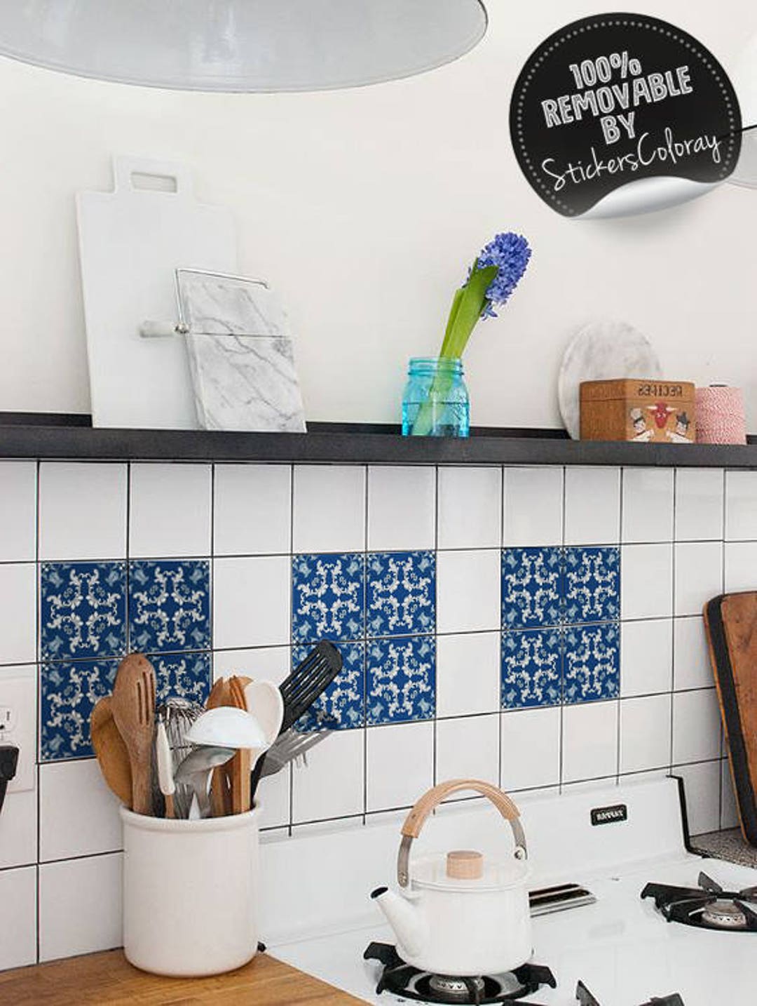 Moroccan Tile Stickers, PACK OF 24, Azulejo Tiles, Damask, Oriental ...