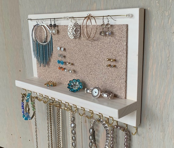 Jewelry Organizer Wall Mounted Holder for Necklaces Bracelets - Etsy