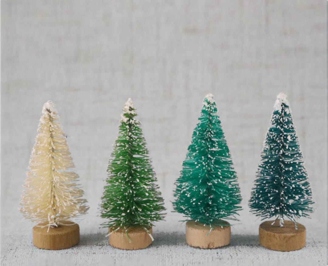 Mini Christmas Tree Table Decor. Miniature Christmas Decor. Green Gold ...