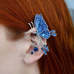 Blue Butterfly Ear Cuff * Butterfly Ear Wrap * Fairy Ear Cuff - Etsy