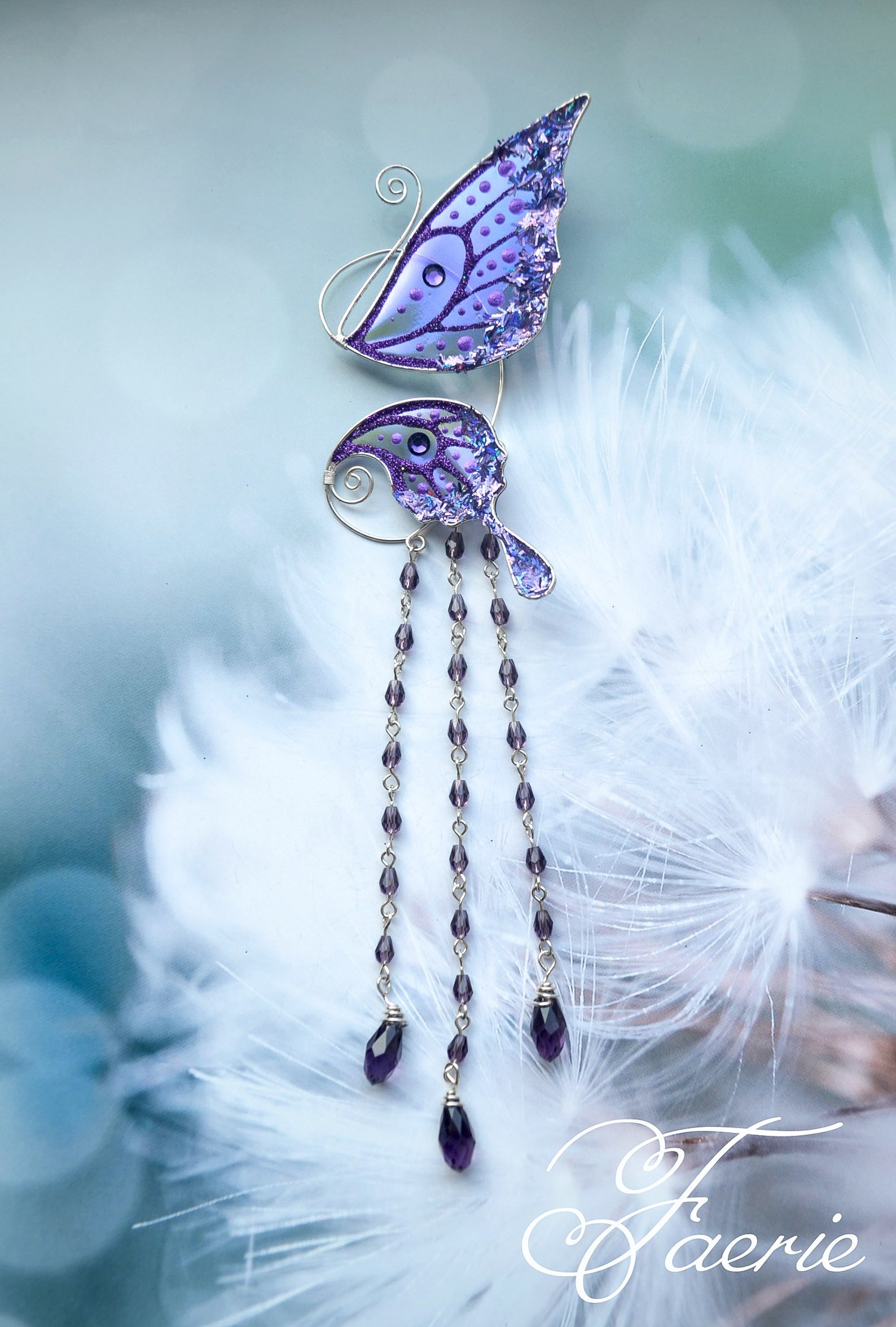 Butterfly Wing Ear Cuff With Chains Fairy Ear Cuff Dangle - Etsy