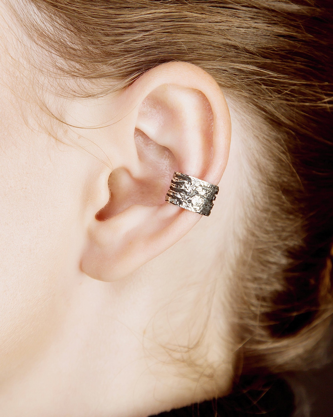 Unisex Bark Ear Cuff No Piercing, Silver Ear Cuff Men, Cartilage Earring - Etsy