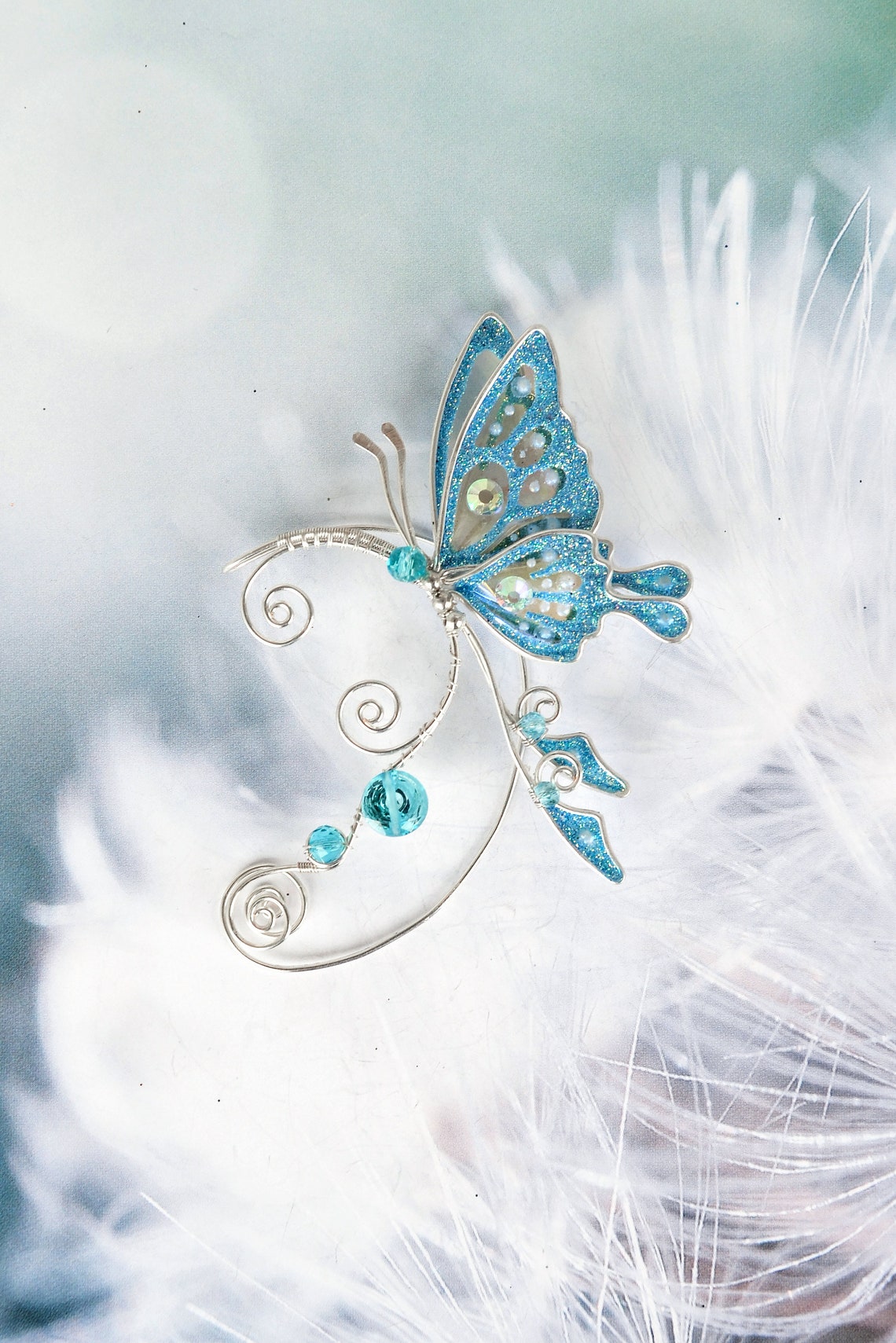 Blue Butterfly Ear Cuff Butterfly Ear Wrap Fairy Ear Cuff | Etsy