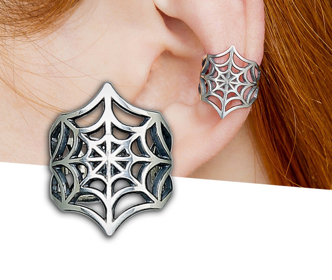 Spiderweb Ear Cuff No Piercing, Spider Ear Cuff Earring Silver - Etsy