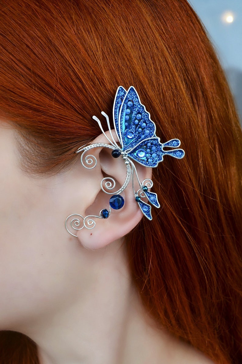 Blue Butterfly Ear Cuff Butterfly Ear Wrap Fairy Ear Cuff - Etsy