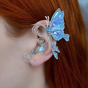 Blue Butterfly Ear Cuff * Butterfly Ear Wrap * Fairy Ear Cuff - Etsy