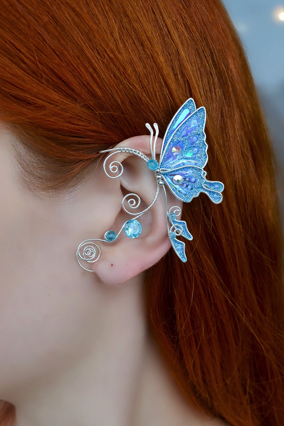 Blue Butterfly Ear Cuff Butterfly Ear Wrap Fairy Ear Cuff - Etsy