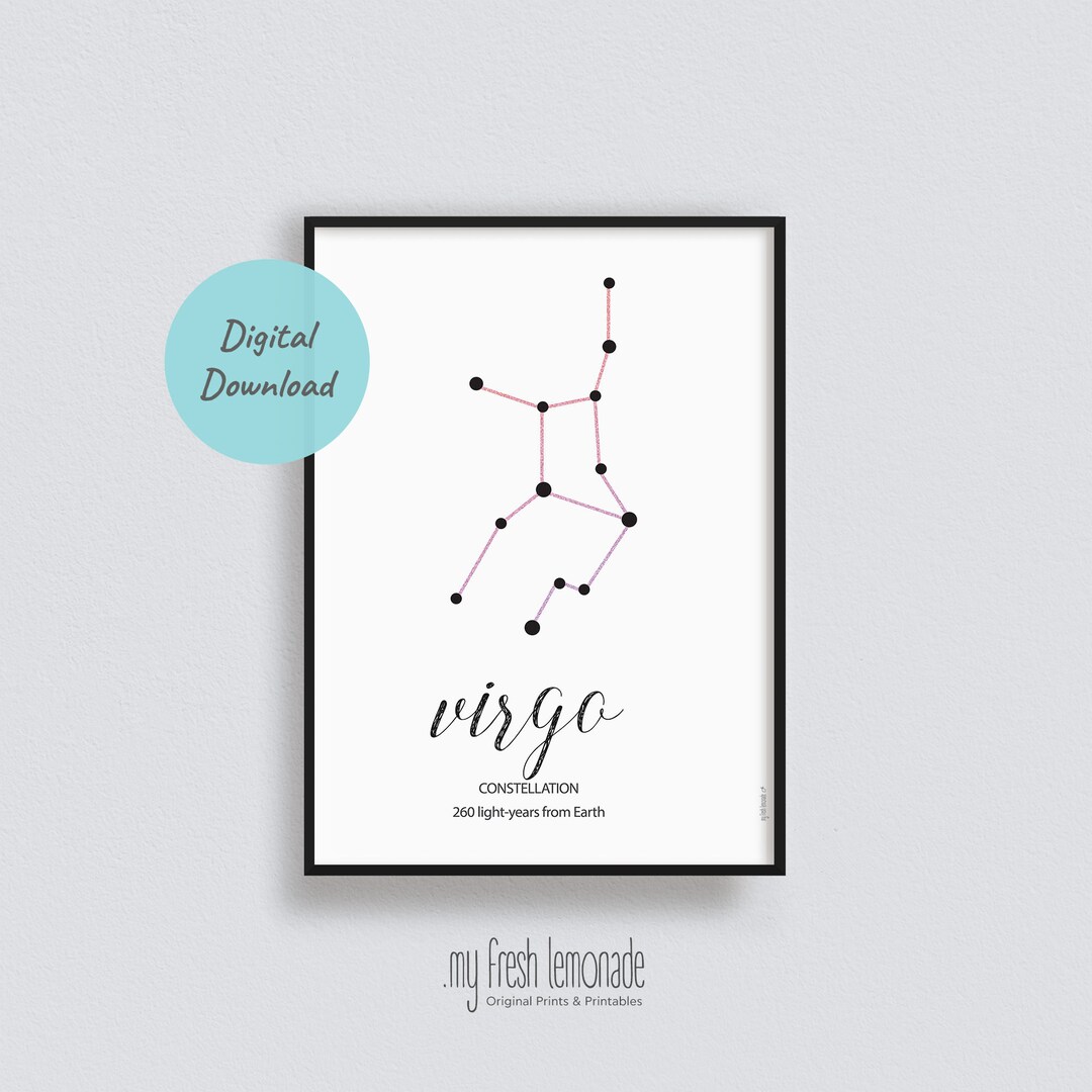 Virgo Constellation Printable Zodiac Gift Virgo Art Print Birthday Gift ...