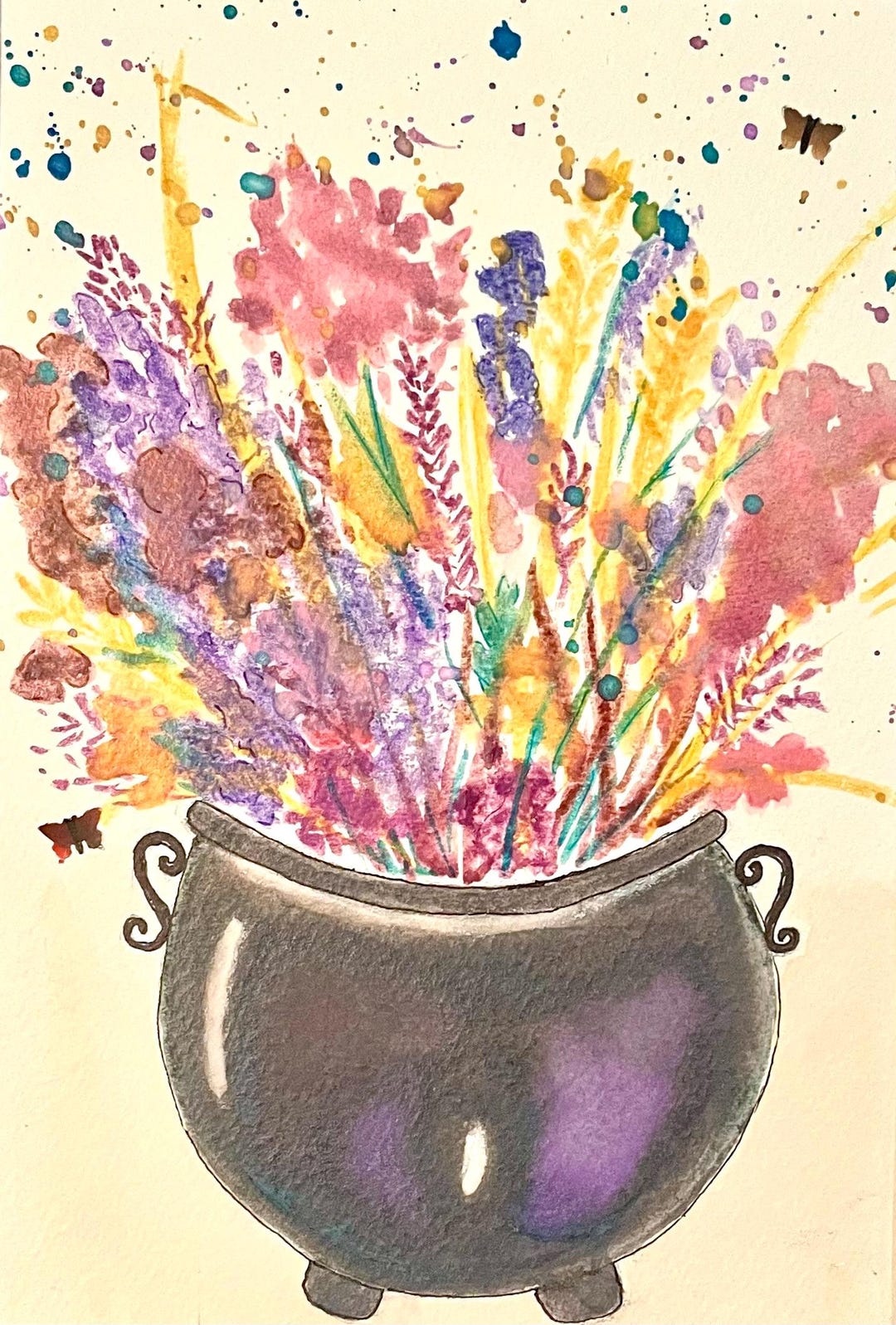 Floral Cauldron Print With Border - Etsy