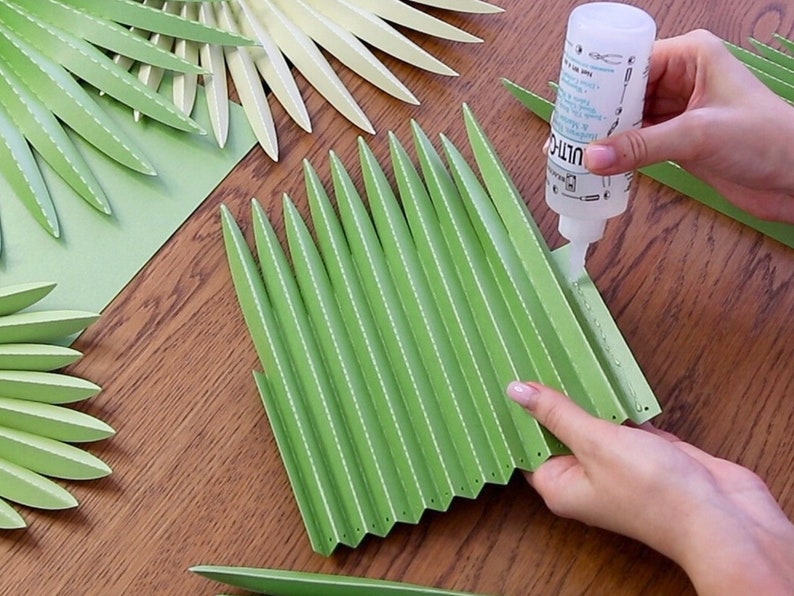 Fan Palm Leaf SVG PDF, Dxf, Extremely Realistic Palm Leaf Template and Tutorial, Paper Palm ...