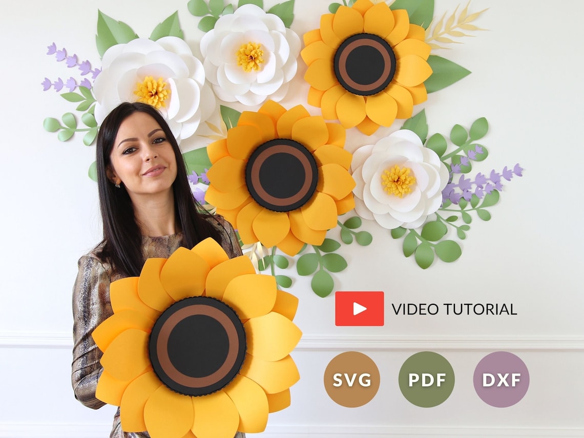 Paper Sunflower SVG Template, Sunflower Svg, Sunflower Template Svg ...