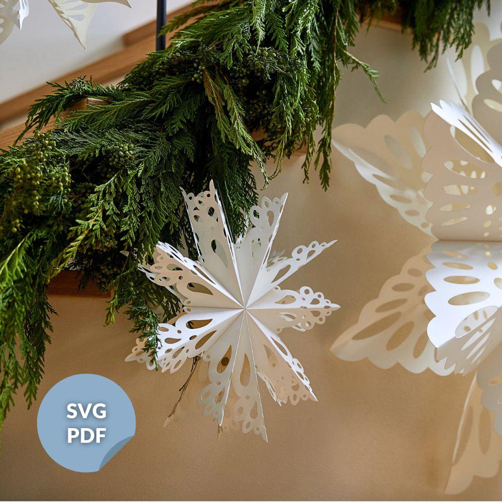3D Paper Snowflake SVG PDF, Paper Snowflake Pattern and Tutorial, DIY ...