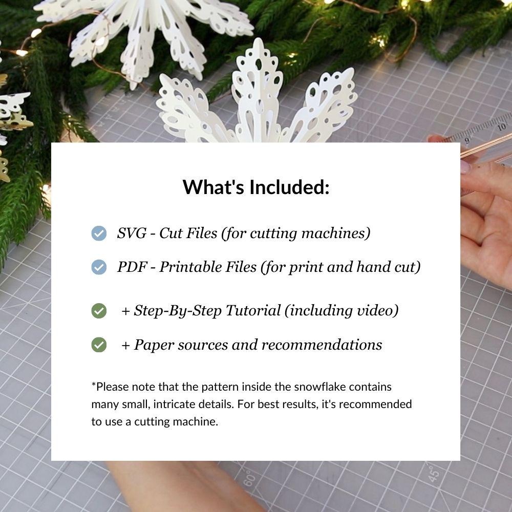 3D Paper Snowflake SVG PDF, Paper Snowflake Pattern and Tutorial, DIY ...