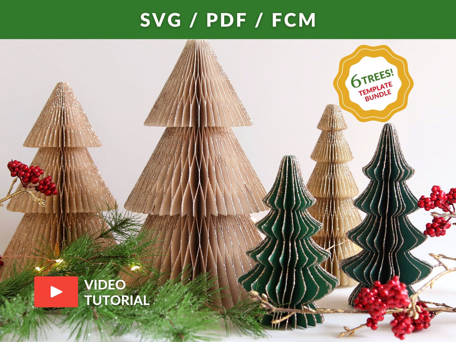 Paper Christmas Tree Templates and Tutorial, Honeycomb Christmas Trees ...