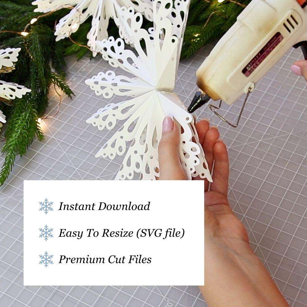 3D Paper Snowflake SVG PDF, Paper Snowflake Pattern and Tutorial, DIY ...