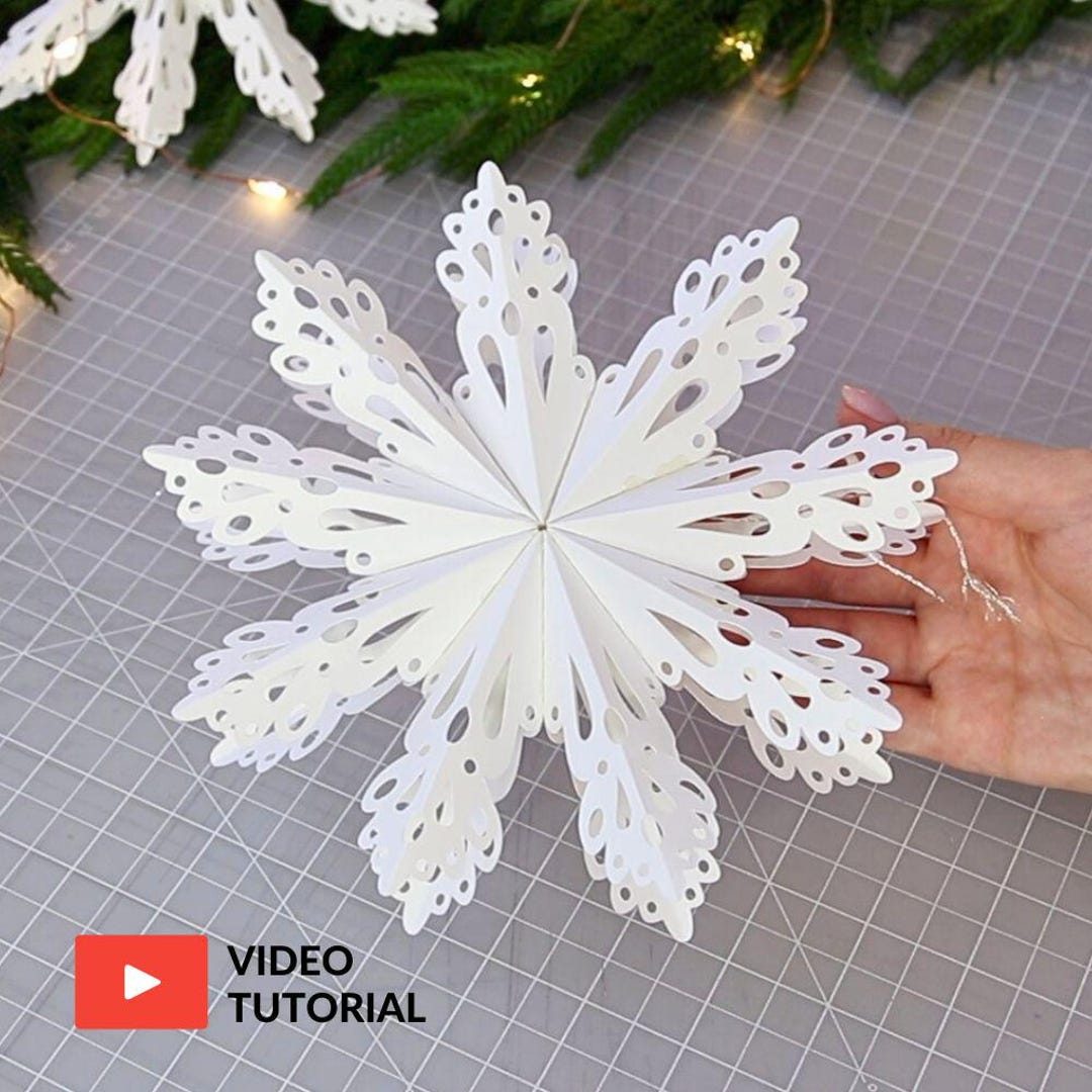 3D Paper Snowflake SVG PDF, Paper Snowflake Pattern and Tutorial, DIY ...