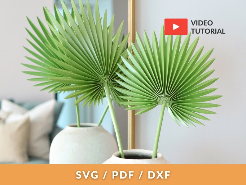 Fan Palm Leaf SVG PDF, Dxf, Extremely Realistic Palm Leaf Template and ...