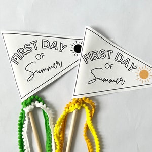 First Day of Summer Pennant Flag, DIY Pennant, Summer Banner, Printable ...