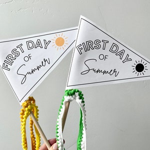 First Day of Summer Pennant Flag, DIY Pennant, Summer Banner, Printable ...