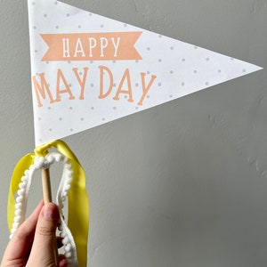 May Day Pennant Flag, DIY Pennant, May Day Basket Flag, Flower Pot Flag ...