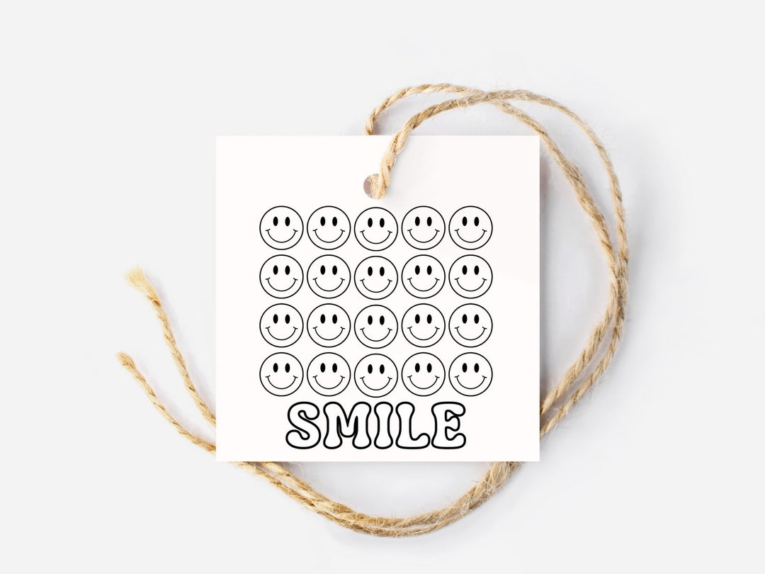 Retro Smiley Face Gift Tags, Smile Tag, Black and White, Printable ...