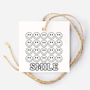 Retro Smiley Face Gift Tags, Smile Tag, Black and White, Printable ...