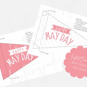 May Day Pennant Flag, DIY Pennant, May Day Basket Flag, Doorstep Treat ...