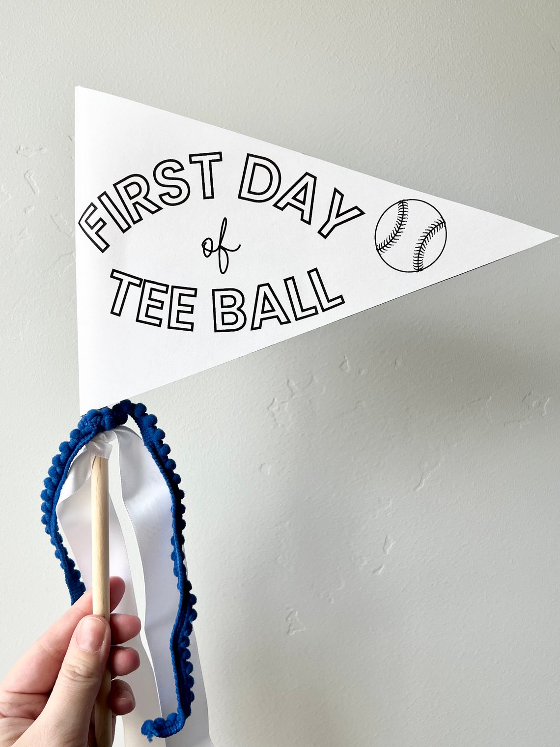 First Day of Tee Ball Pennant Flag, DIY Pennant, Baseball Banner ...