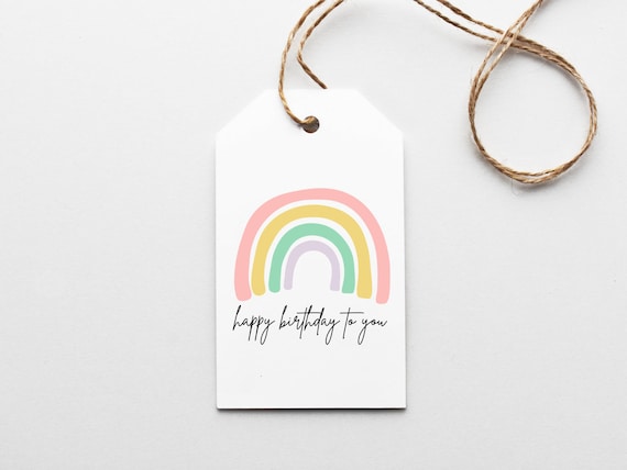 Pastel Rainbow Bakers Tag Birthday Tag Rainbow Happy Birthday Printable ...