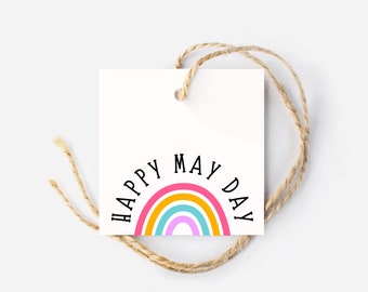 Happy May Day Tags, Square Tags, Printable May Day Gift Tag, May Day ...