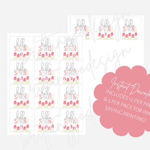 Hello Spring Gift Tag, Square Hang Tags, Seasonal Tags, Cookie Tag ...