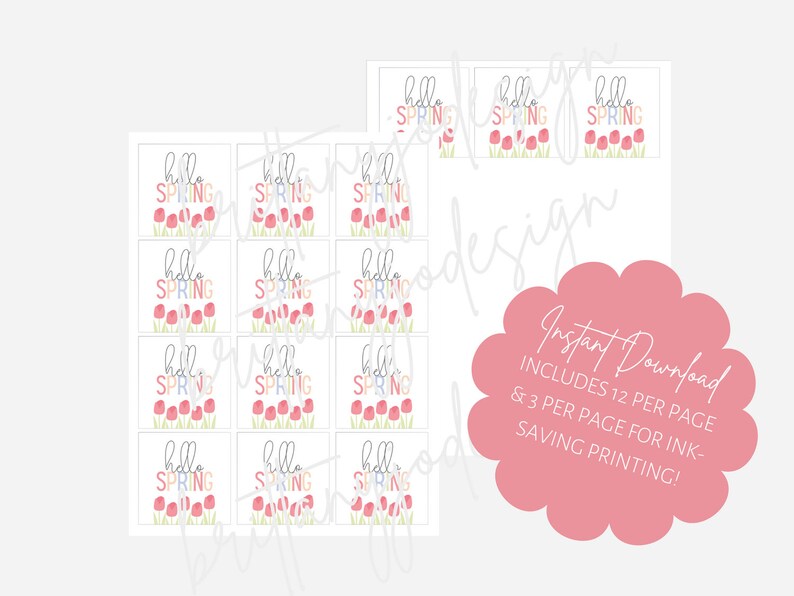 Hello Spring Gift Tag Square Hang Tags Seasonal Tags Cookie - Etsy