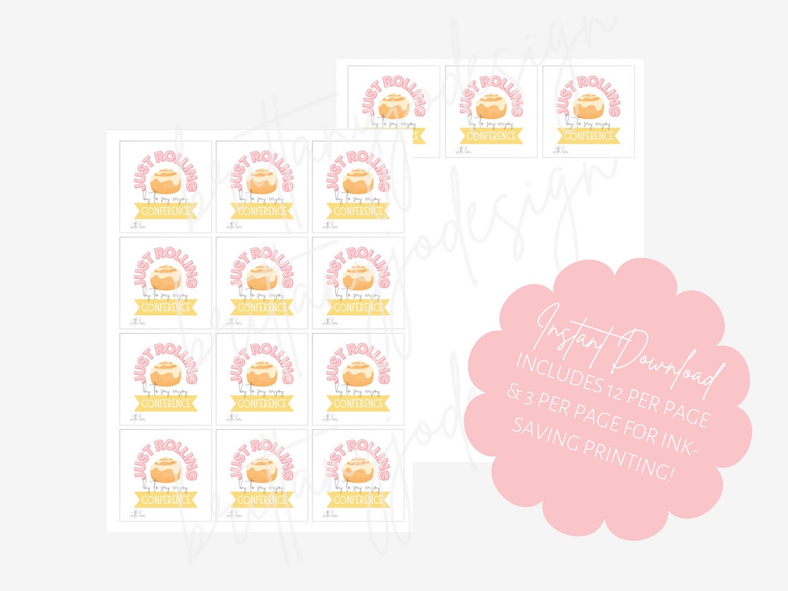 Cinnamon Roll General Conference Gift Tag, Square Tag, LDS Hang Tag ...