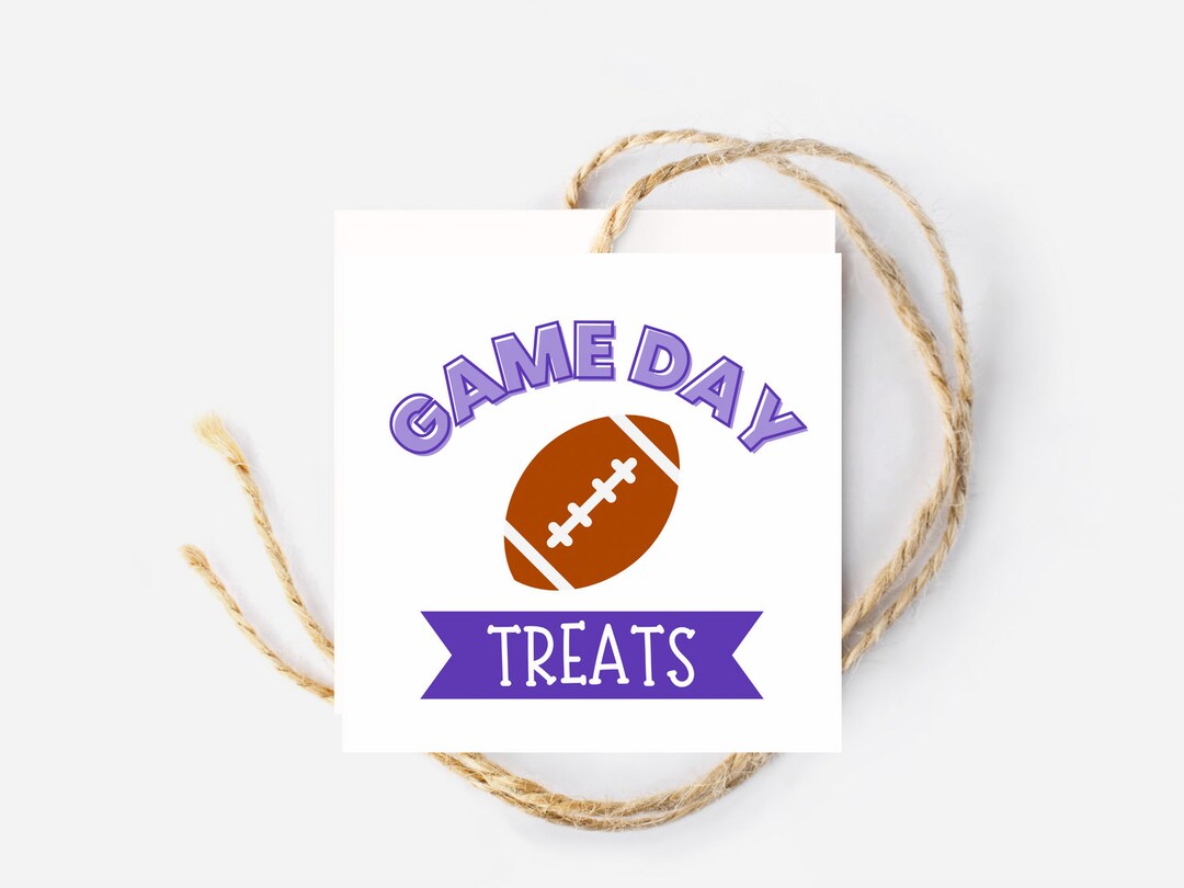 Football Game Day Treat Tag, Post-game Snack, Football Tag, Purple Team ...