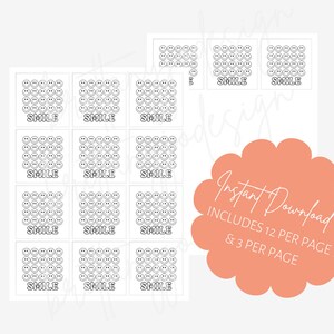 Retro Smiley Face Gift Tags, Smile Tag, Black and White, Printable ...