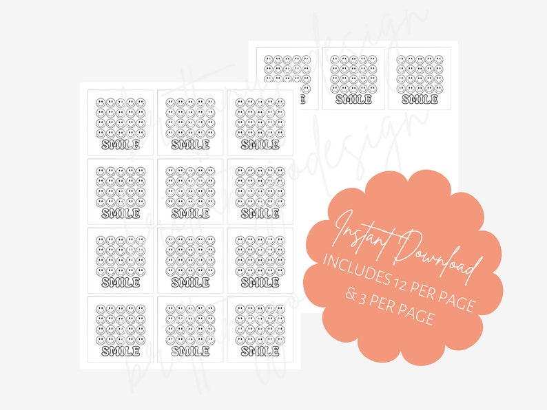 Retro Smiley Face Gift Tags Smile Tag Black and White - Etsy