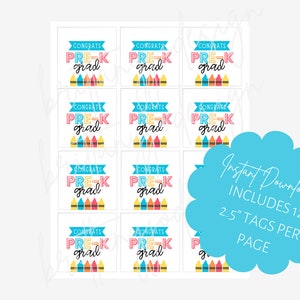 Congrats Pre-k Grad Gift Tags, Preschool Graduation, Pre-k Gift Tag ...