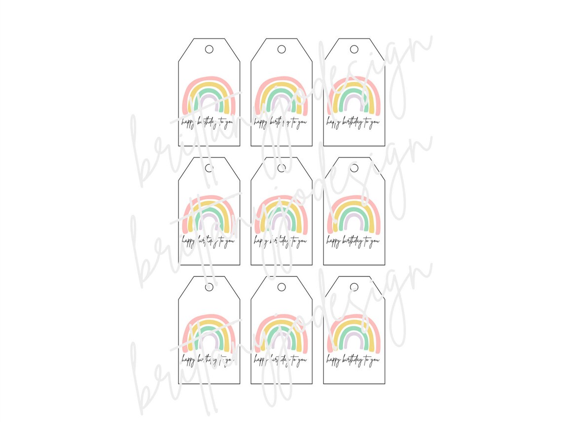Rainbow Happy Birthday Printable Gift Tag Happy Birthday, Birthday Tag ...