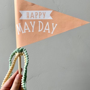 May Day Pennant Flag, DIY Pennant, May Day Basket Flag, Flower Pot Flag ...