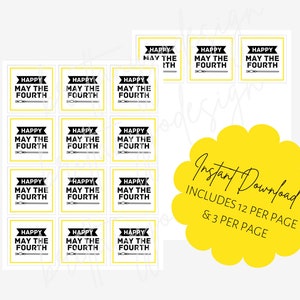 Happy May the Fourth Gift Tag, Printable Star Wars Gift Tag, Square Tag ...