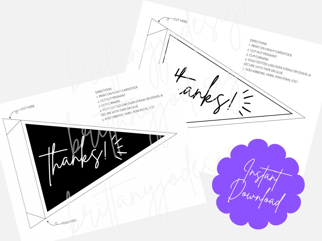 Thanks Pennant Flag, DIY Pennant, Appreciation Banner, Printable ...