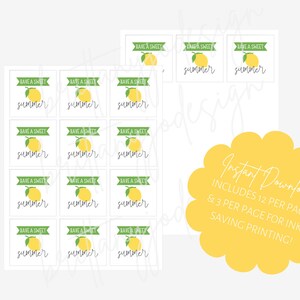 Have a SWEET Summer Gift Tag, Lemonade Tag, Seasonal Tags, Cookie Tag ...