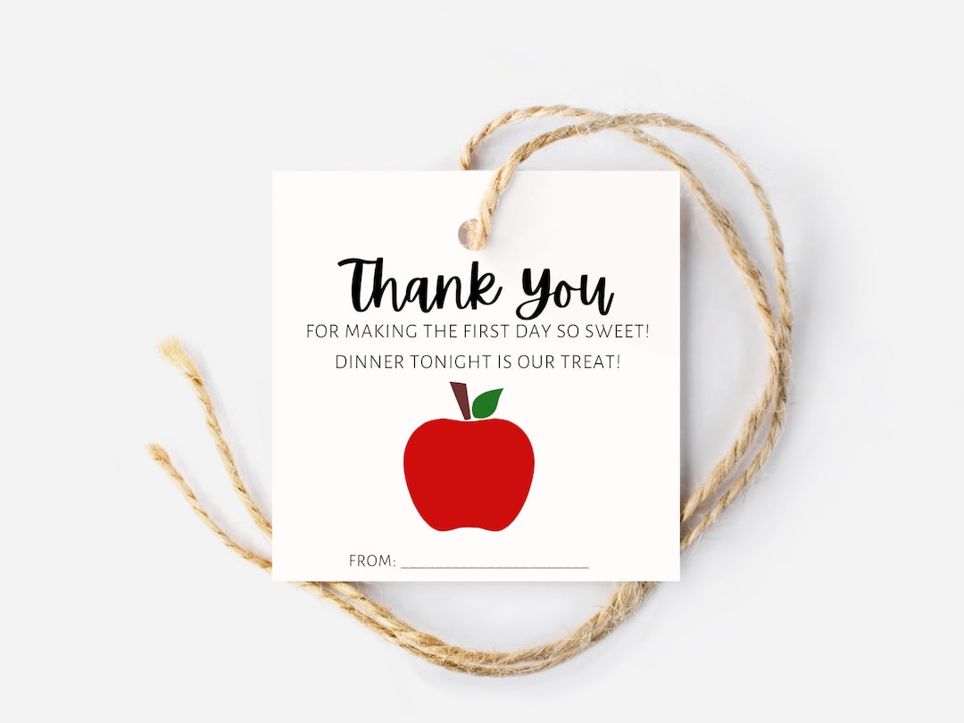 Dinner is on Us Gift Tags, Back to School, Teacher Gift, Gift Tag, Hang ...