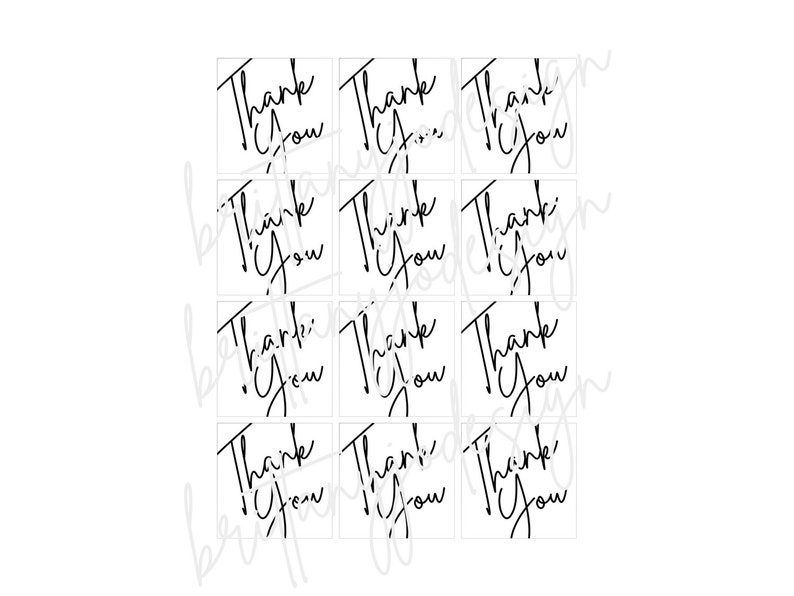 Thank You Gift Tags, Square Tags, Script Thank You Tags, Gift Tag, Hang ...