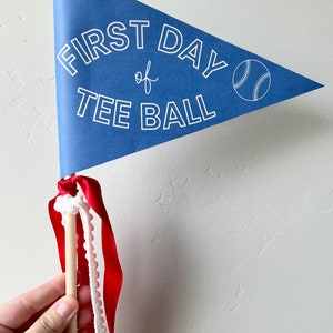 First Day of Tee Ball Pennant Flag, DIY Pennant, Baseball Banner ...