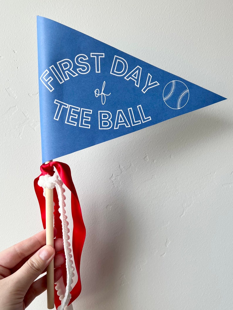 First Day of Tee Ball Pennant Flag, DIY Pennant, Baseball Banner ...