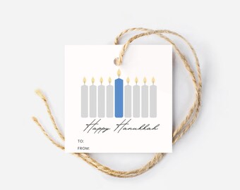 Printable Hanukkah Gift Tags, Hanukkah Wrapping, Minimalist Gift Tag ...