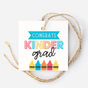 Congrats Kinder Grad Gift Tags, Kindergarten Graduation, Square Tag ...