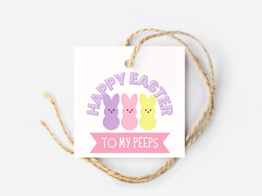 Happy Easter to My Peeps Gift Tag, Square Gift Tag, Easter Hang Tag ...